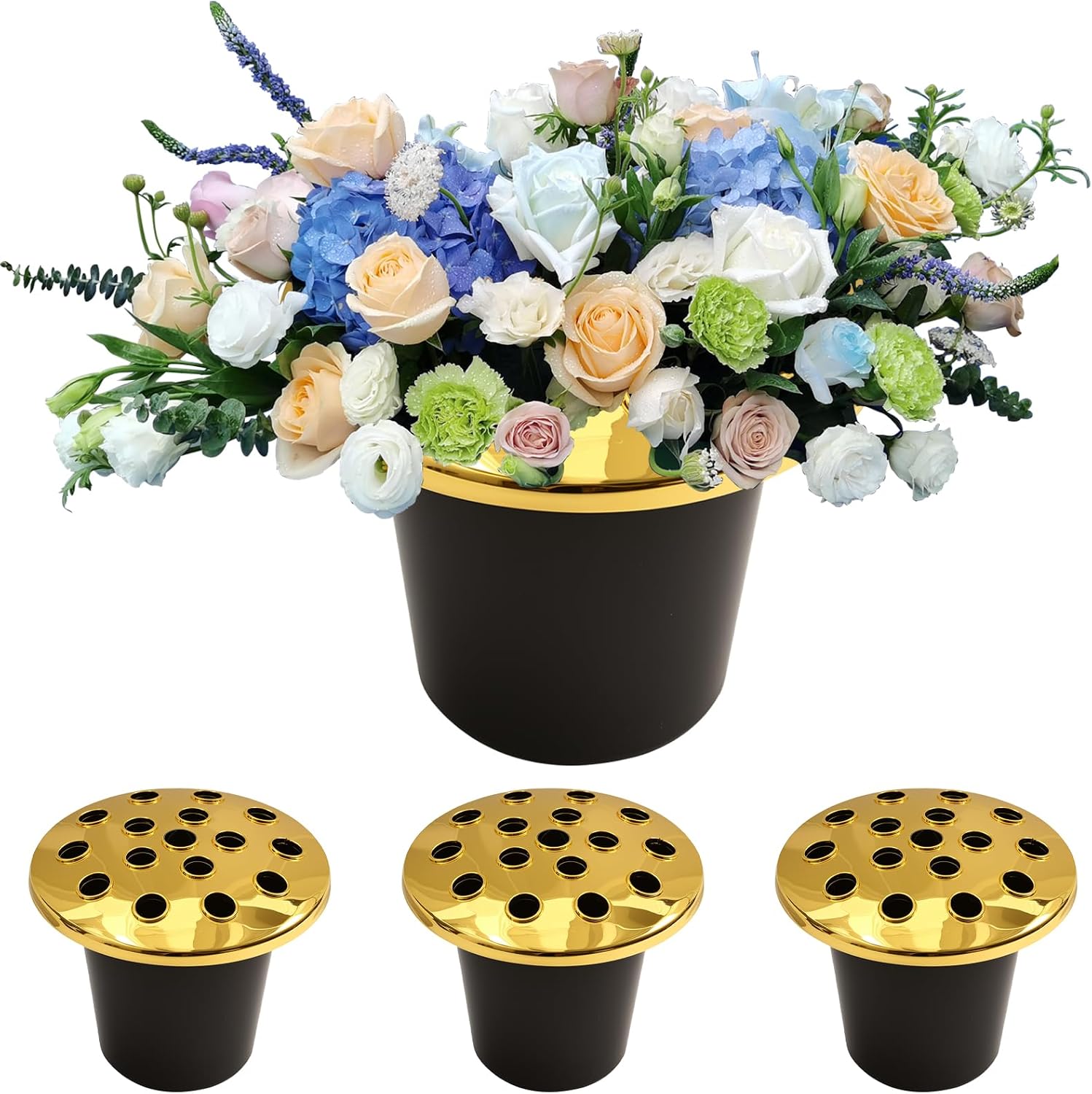 Grave Flower Pots with Lid Pack of 4 Grave Flower Holders in Graveside ...