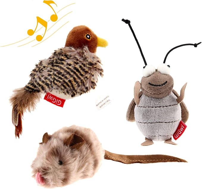 GiGwi Interactive Cat Toys Animal Sound Bird/Cricket/Mouse Interactive ...