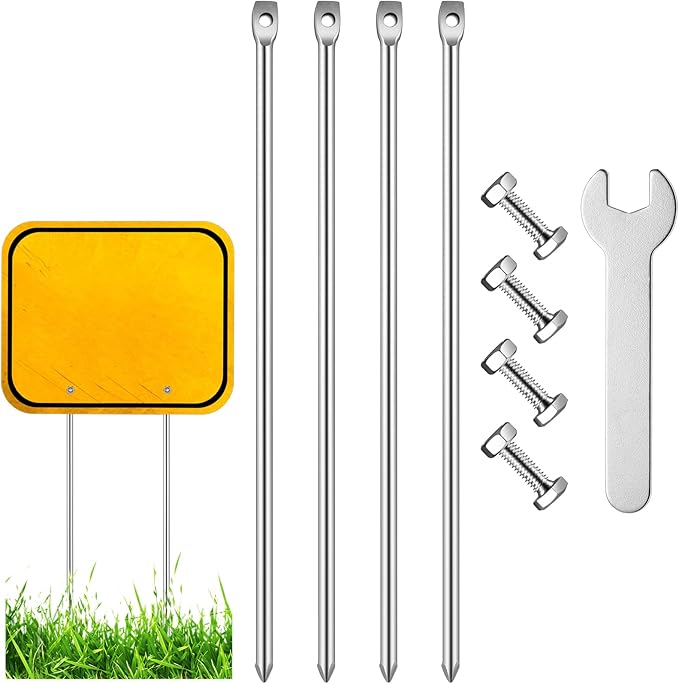 Amazon.com : Therwen 4 Pcs Yard Sign Stakes with Screw and Wrench Sign ...