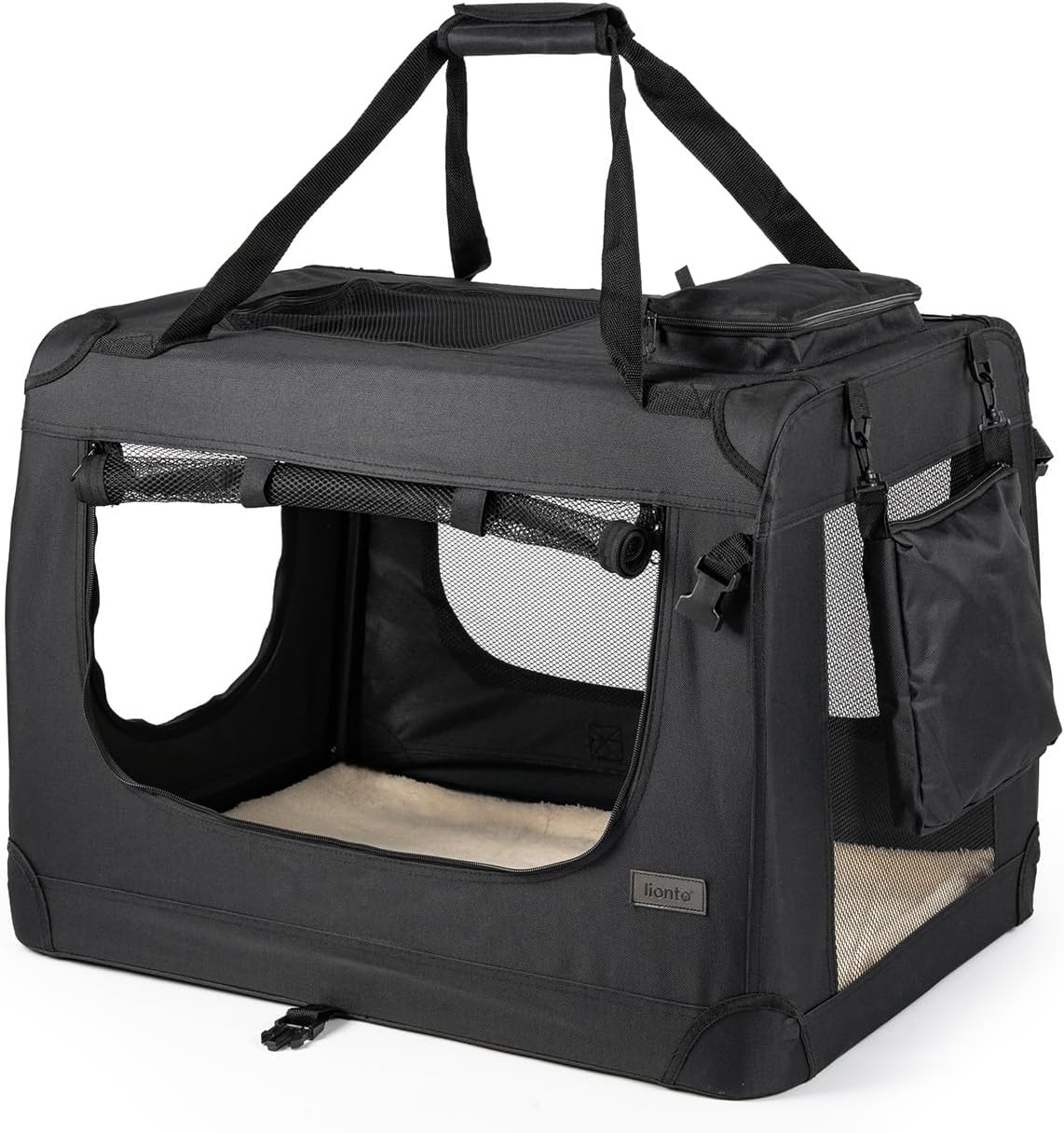 lionto Hundetransportbox faltbar für Reise & Auto, 50x34x36 cm, stabile ...