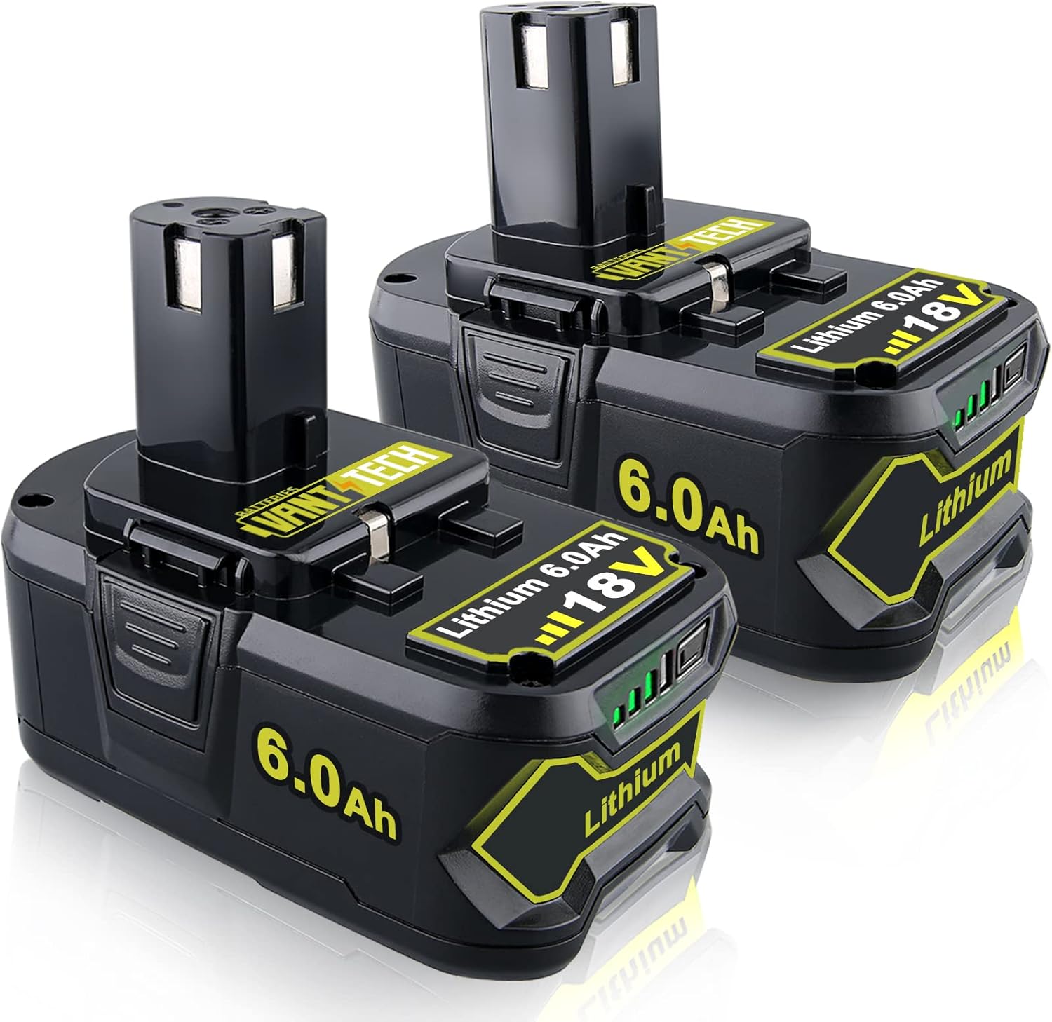 Amazon.com: VANTTECH 2Pack P108 6.0Ah Lithium Replacement Battery for ...