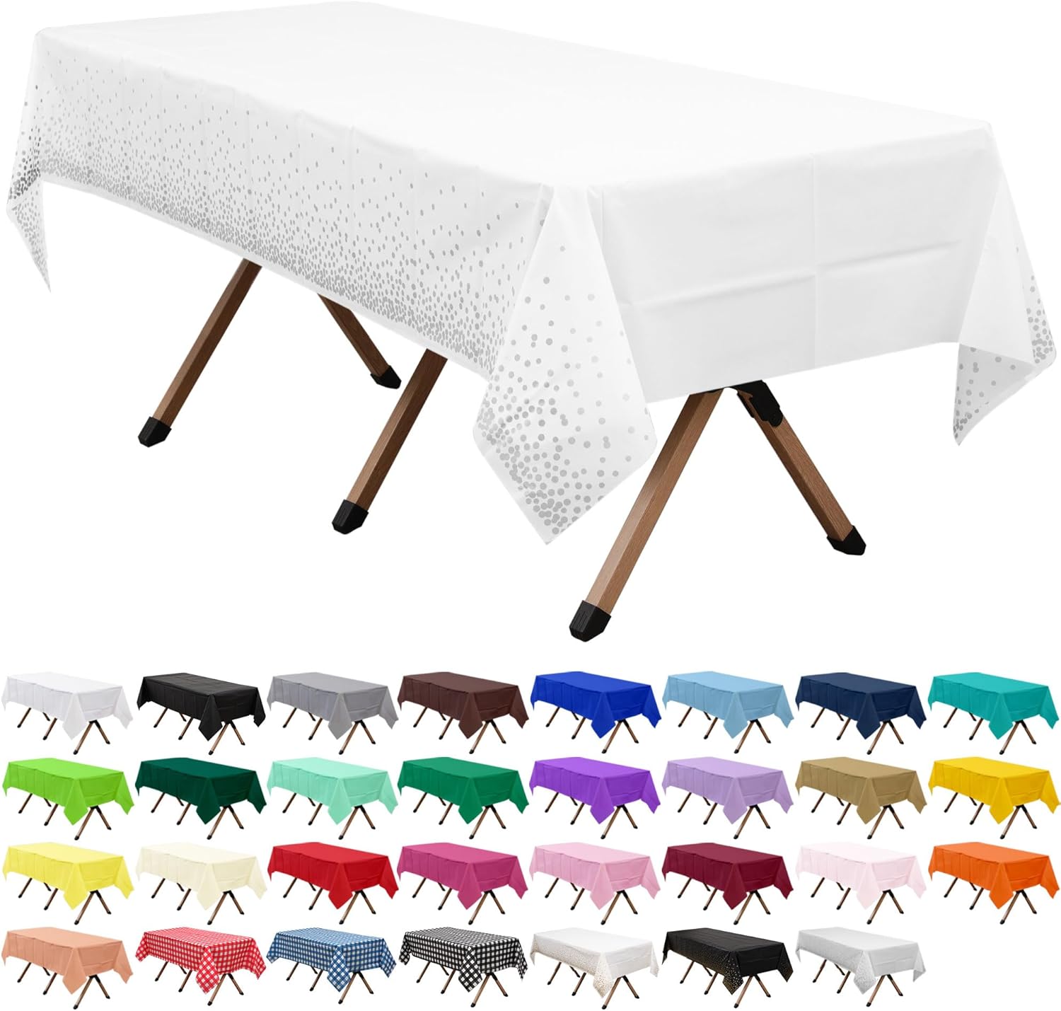 Amazon.com: dinexlence 2 Pack Silver Polka Dots White Premium Plastic ...