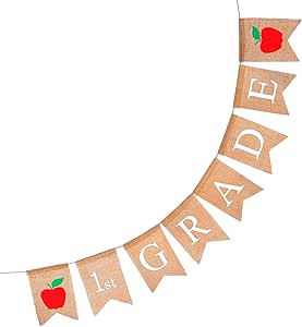 Amazon.com: PRETYZOOM School Season Creative Linen Banner First Grade ...