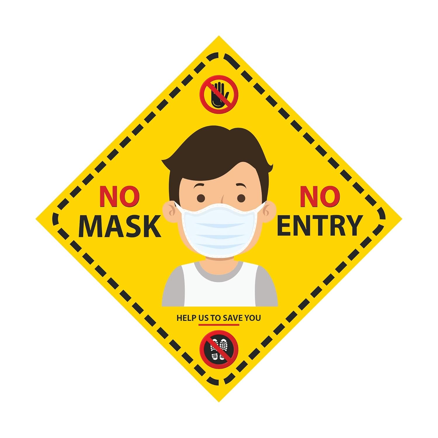 Anne Print Solutions® Coronavirus No Mask No Entry Floor Vinyl Stickers ...