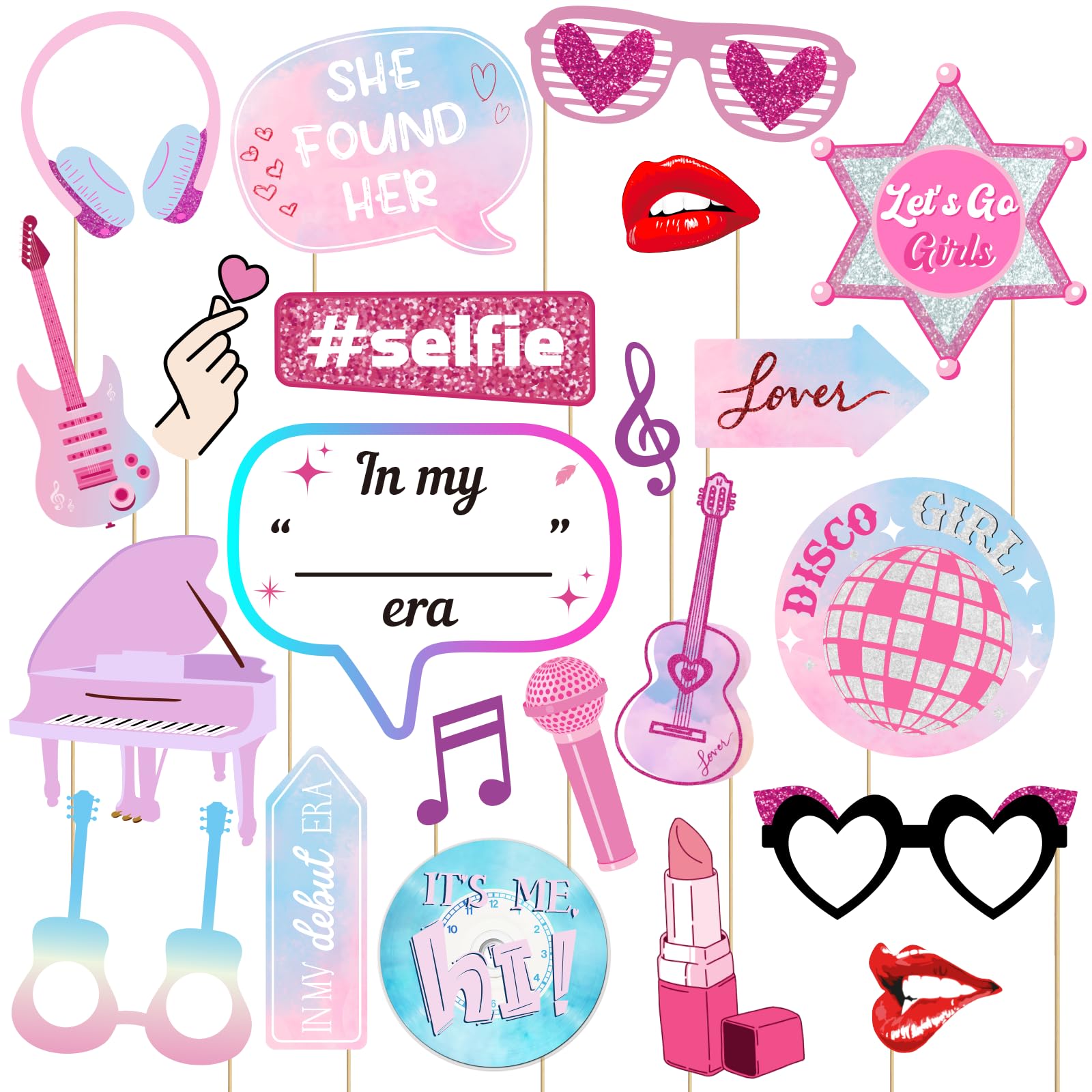 Amazon.com: 22 Pcs Party Photo Booth Props, Music Lover Photo Booth ...