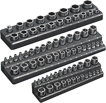 Amazon.com: Magnetic Socket Organizer Holder Set – 3-Piece Tool ...