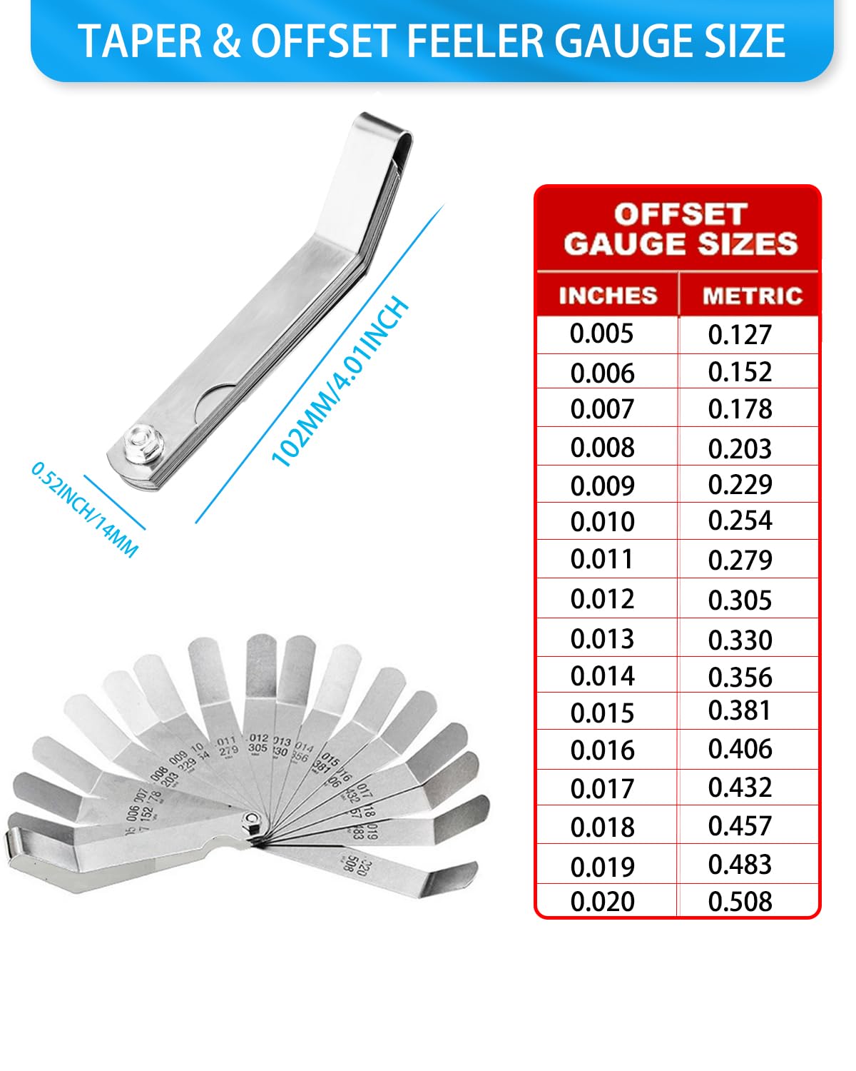 Snapklik.com : Feeler Gauges - 16 Blades Feeler Gauge Set Stainless ...