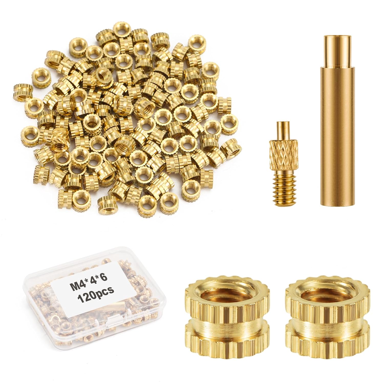 120pcs Threaded Insert, M4 x 4 x 6 3D Printing Brass Nuts Internal ...