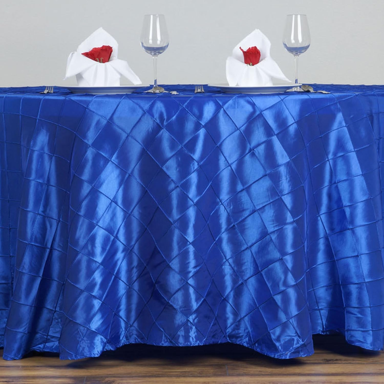 Amazon.com: BalsaCircle 120-Inch Royal Blue Round Pintuck Taffeta ...