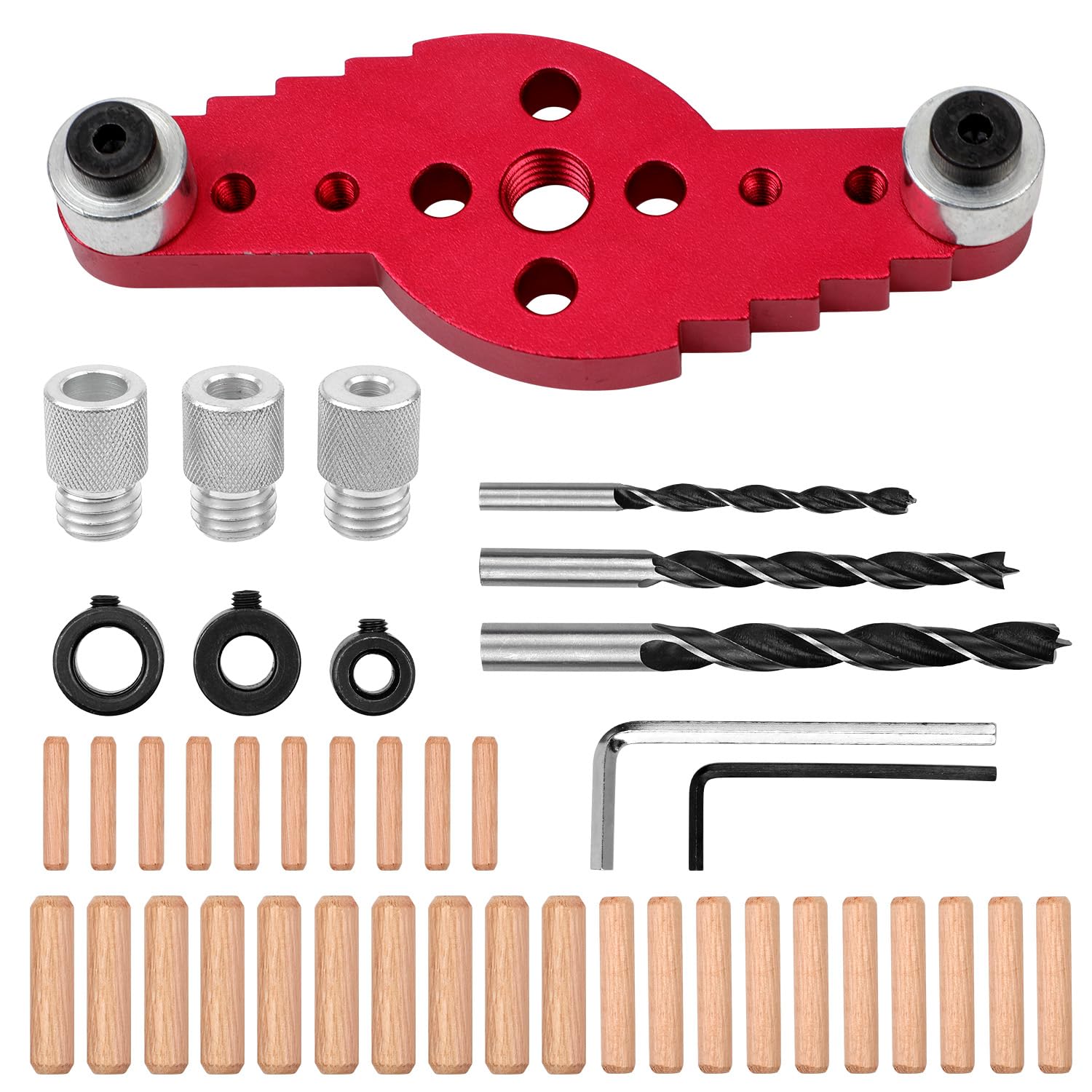 42 Pcs Dowel Jig Kit, Self Centering Doweling Jig Kit for Woodworking ...