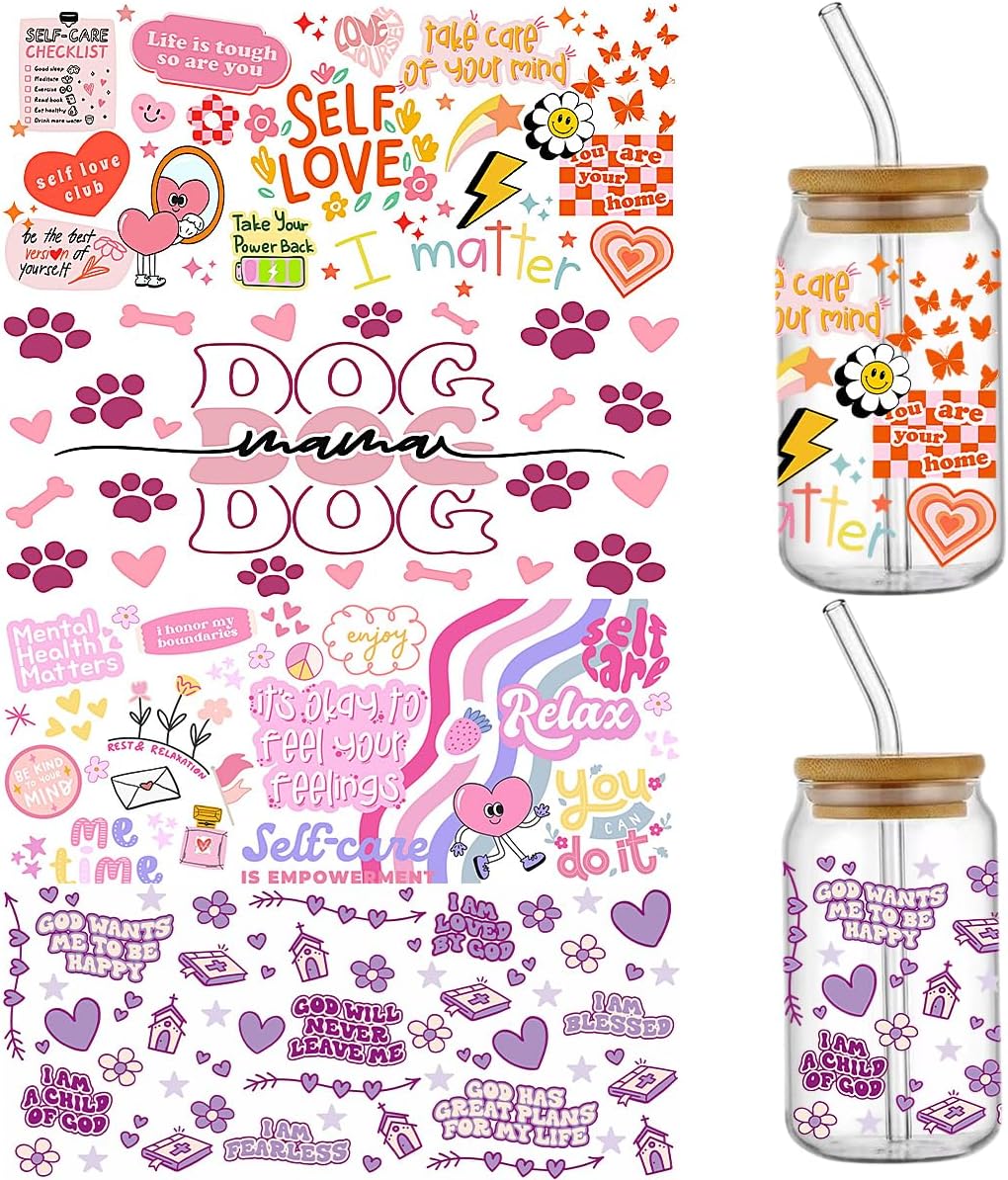 Amazon.com: Made Uv Dtf Cup Wrap Transfer Stickers for Glass 16oz Rub ...