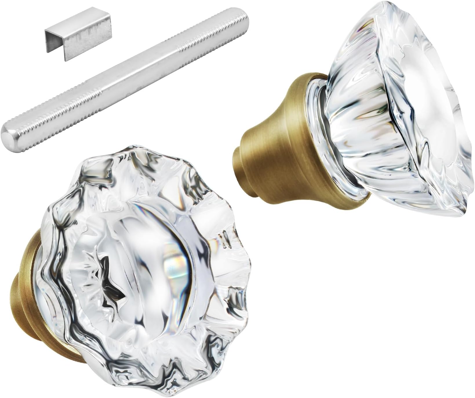 Amylove 8 Pack Glass Door Knobs Mortise Style Fluted Crystal Door Knobs ...