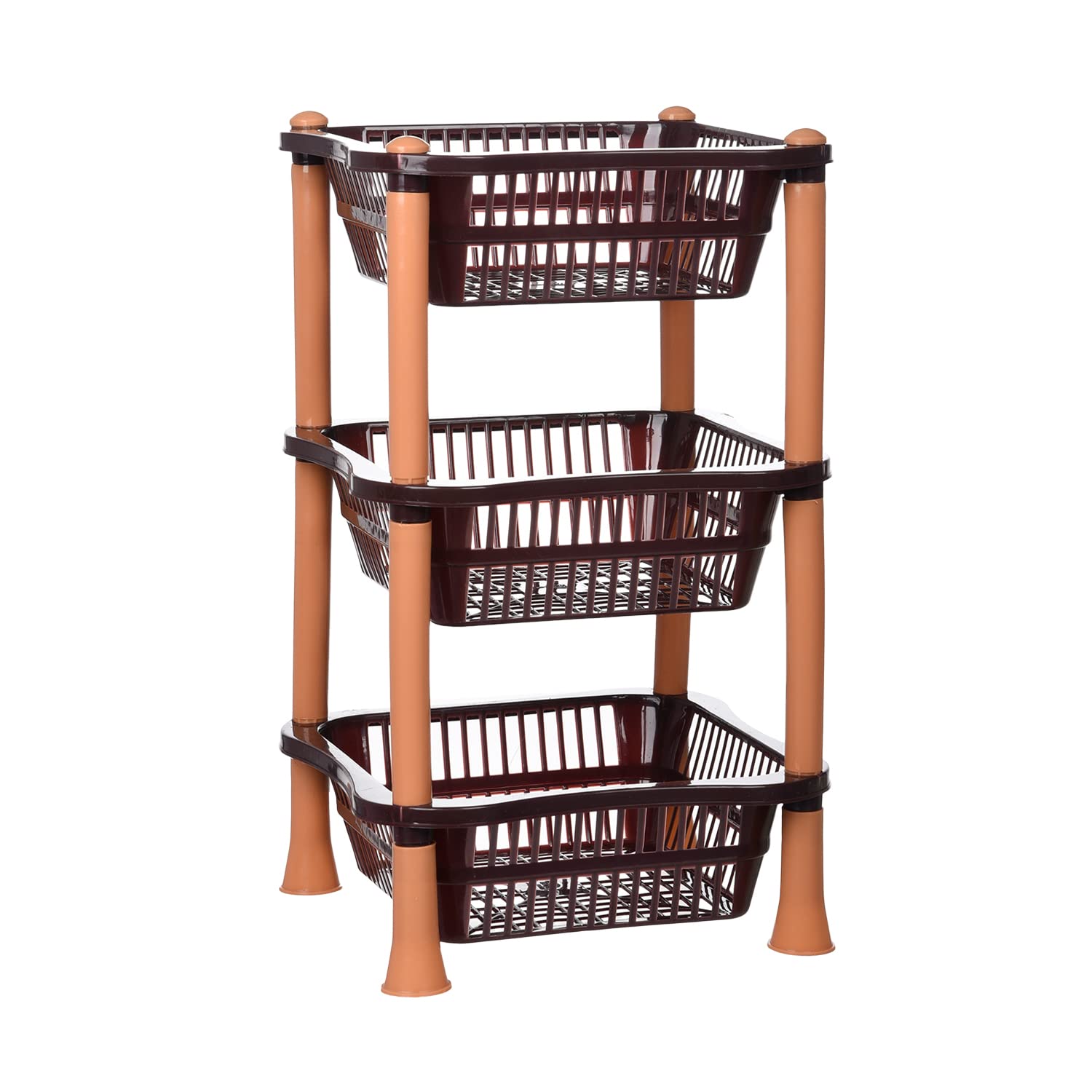 Kuber Industries Storage Basket | Plastic 3 Layer Square Storage Basket ...