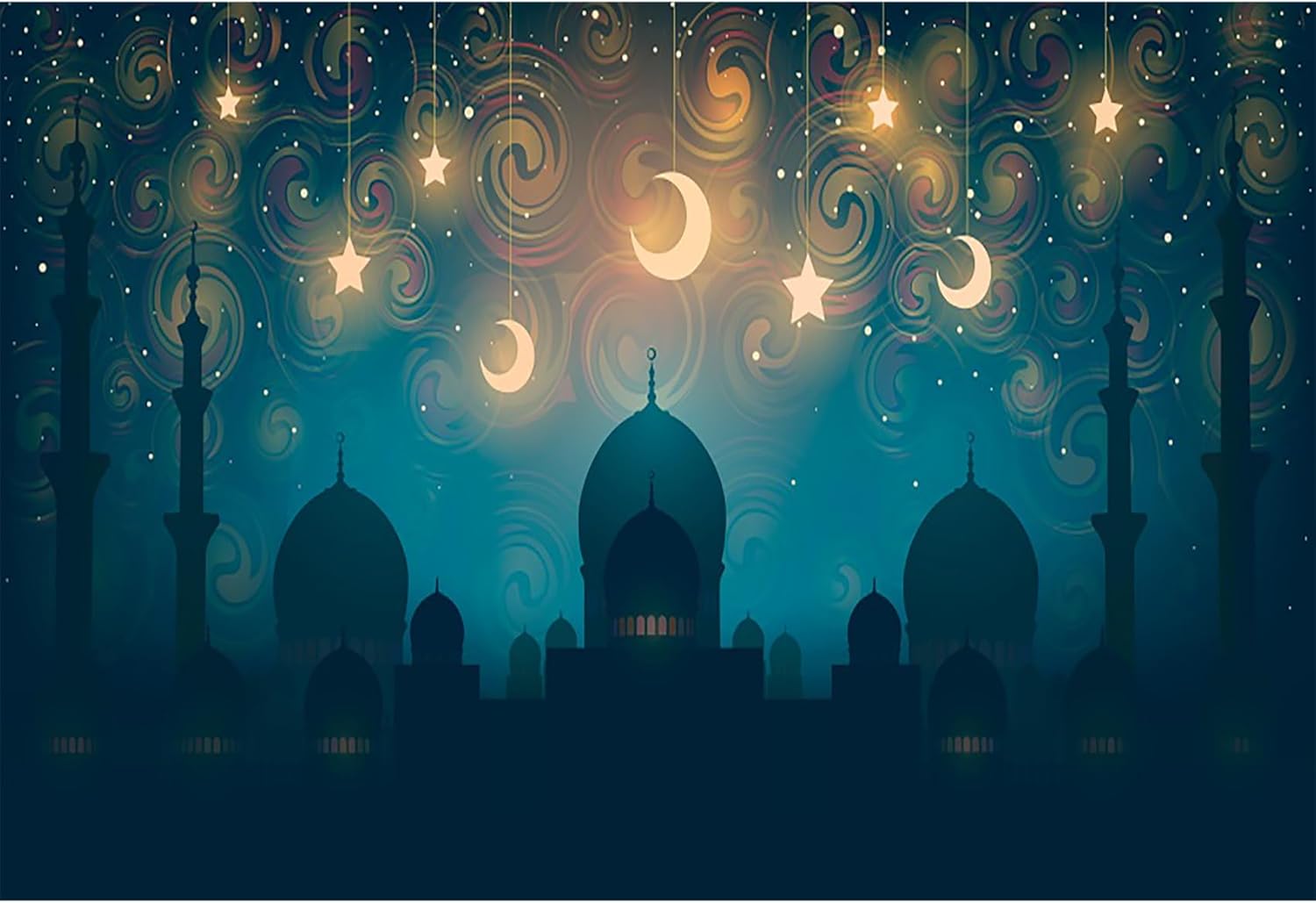 Amazon.com : AOFOTO 5x3ft Islam Mosque Silhouette Moon Star Night ...