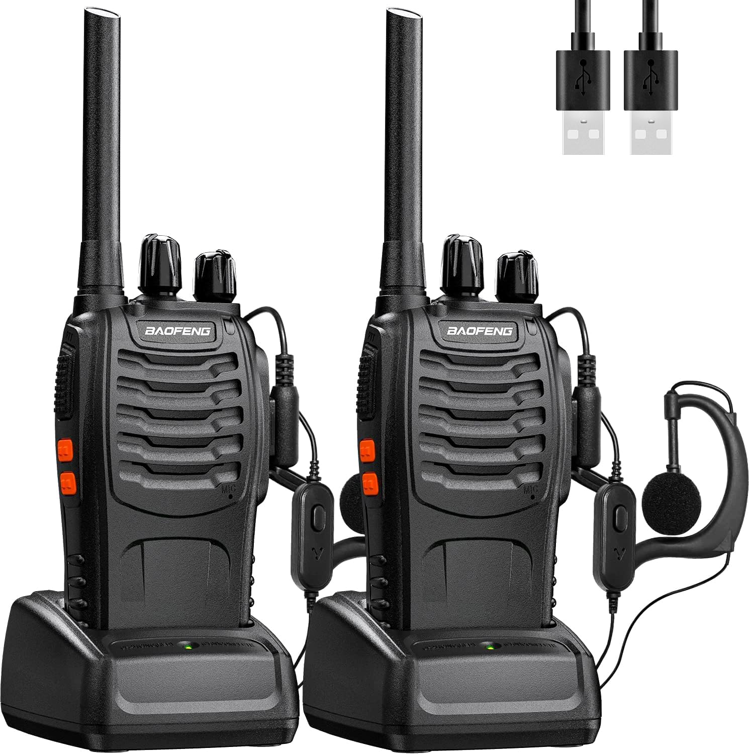 BaoFeng Walkie Talkies 2Pcs Two-Way Radios Set Rechargeable Long Range ...