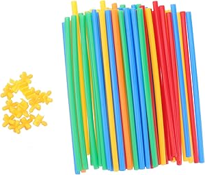 Amazon.co.jp: 500pcs Straw Builder Straw Toys Stick Building Toys ...