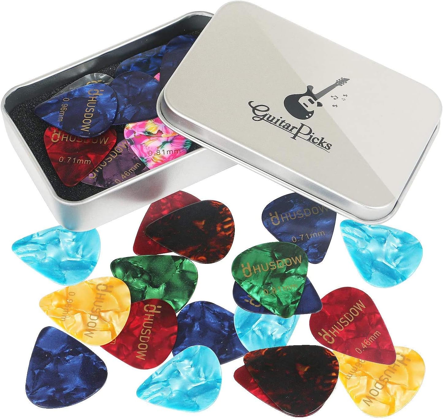 20pcs Guitar Picks, HusDow Guitar Plectrums Celluloid Pick for Electric ...