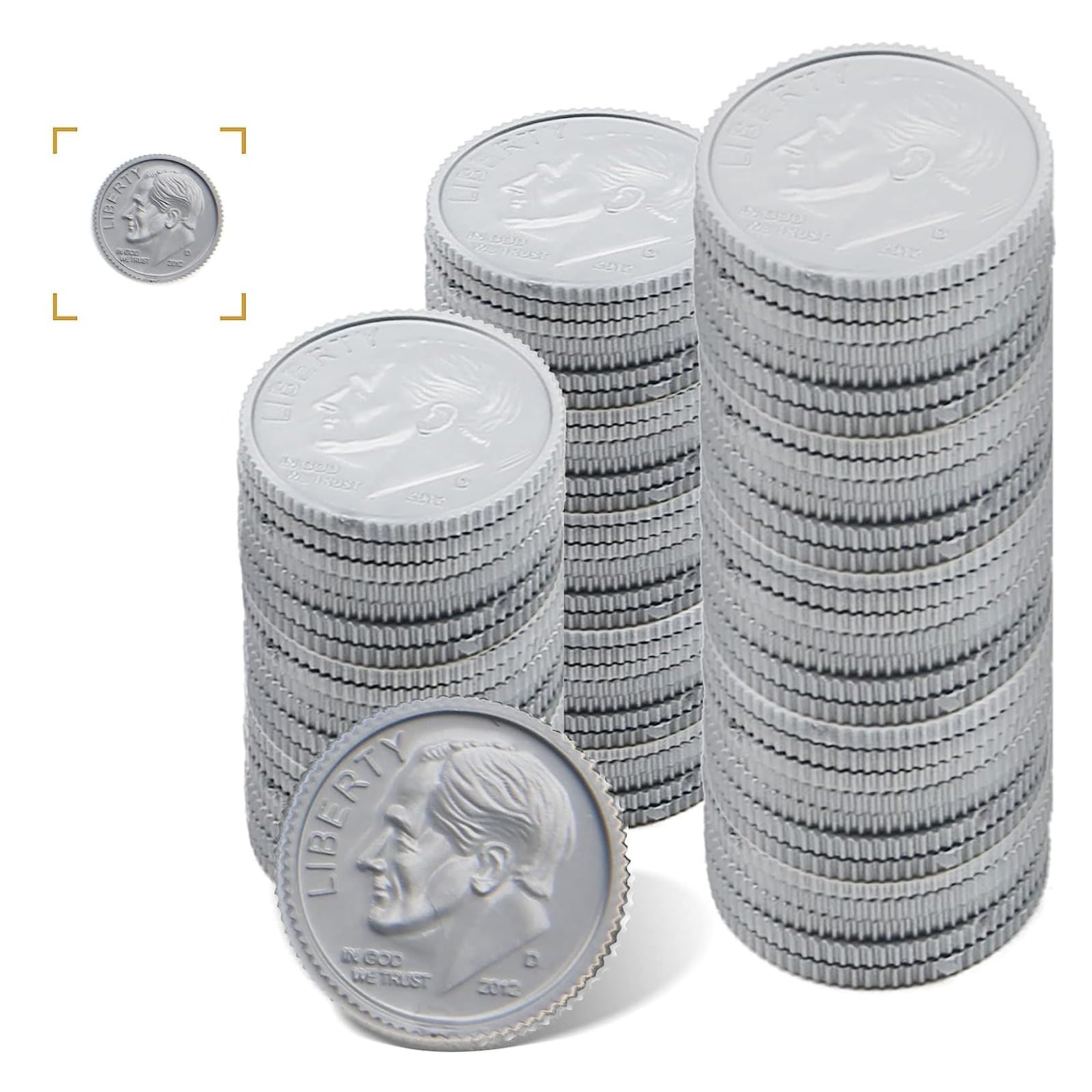 Buy 100 Pcs Fake Coins for Kids Learning, 100 Dimes Plastic Play Coins ...