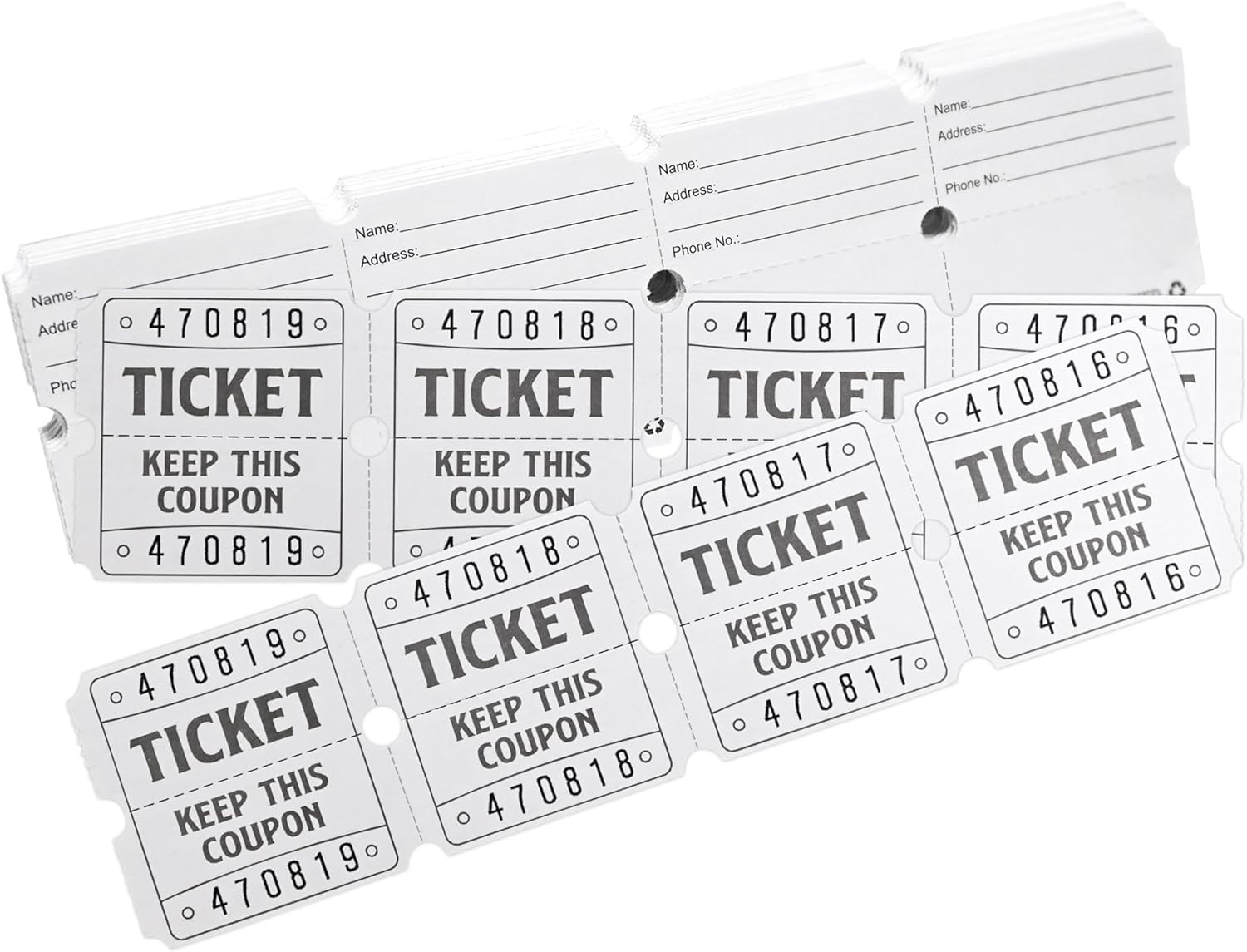 Amazon.com : L LIKED 100 Raffle Tickets, 50/50 Double Roll Tickets for ...