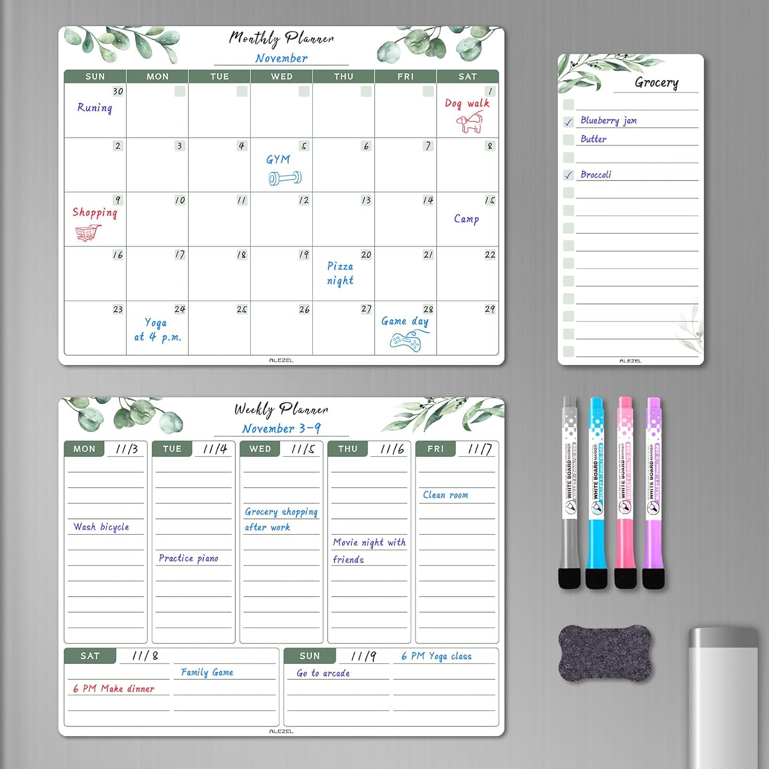 Amazon.com : ALEZEL Magnetic Calendar Whiteboard for Refrigerator, Dry ...
