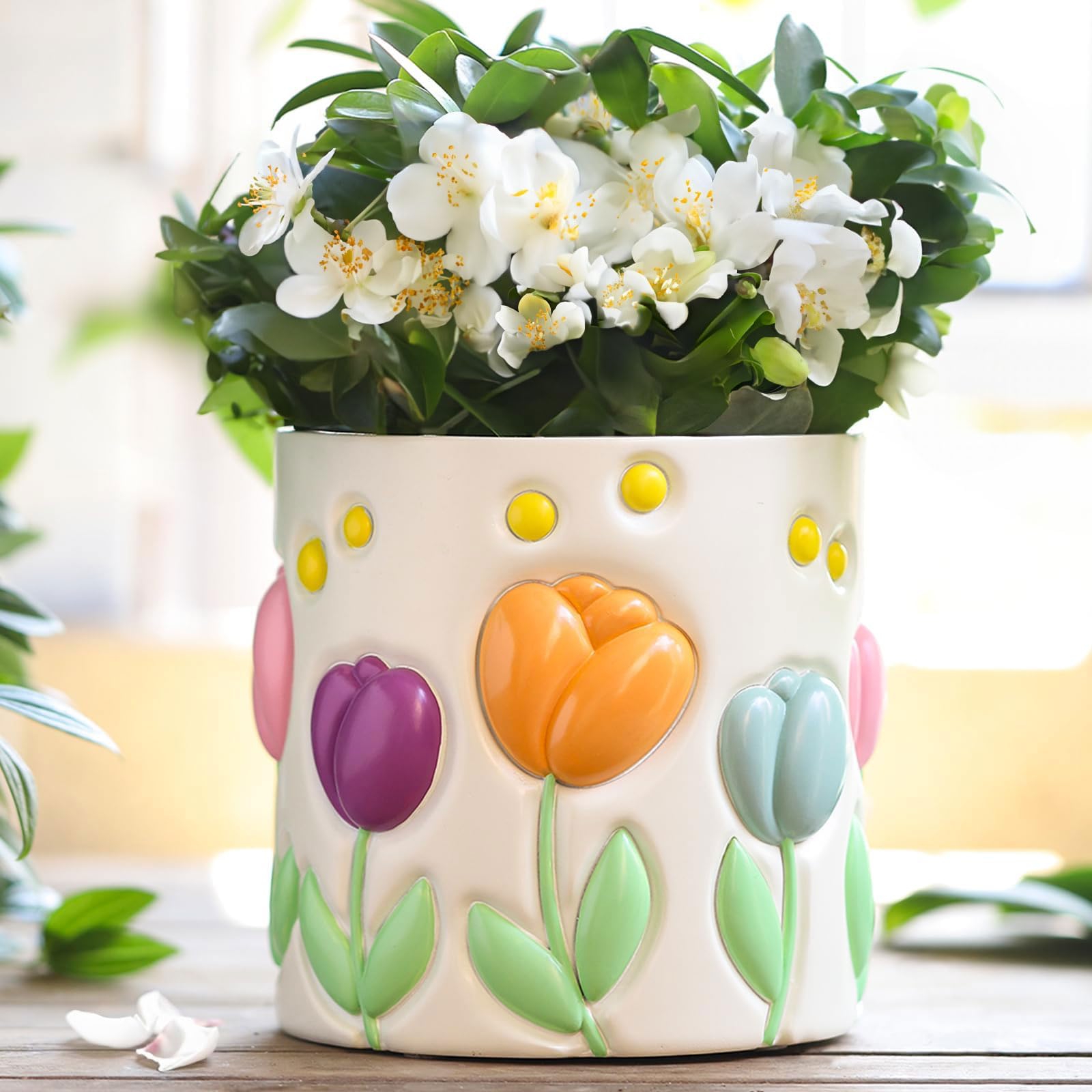 Amazon.com : FillTouch 2 Pcs Spring Cute Plant Pots 5'' Colorful ...