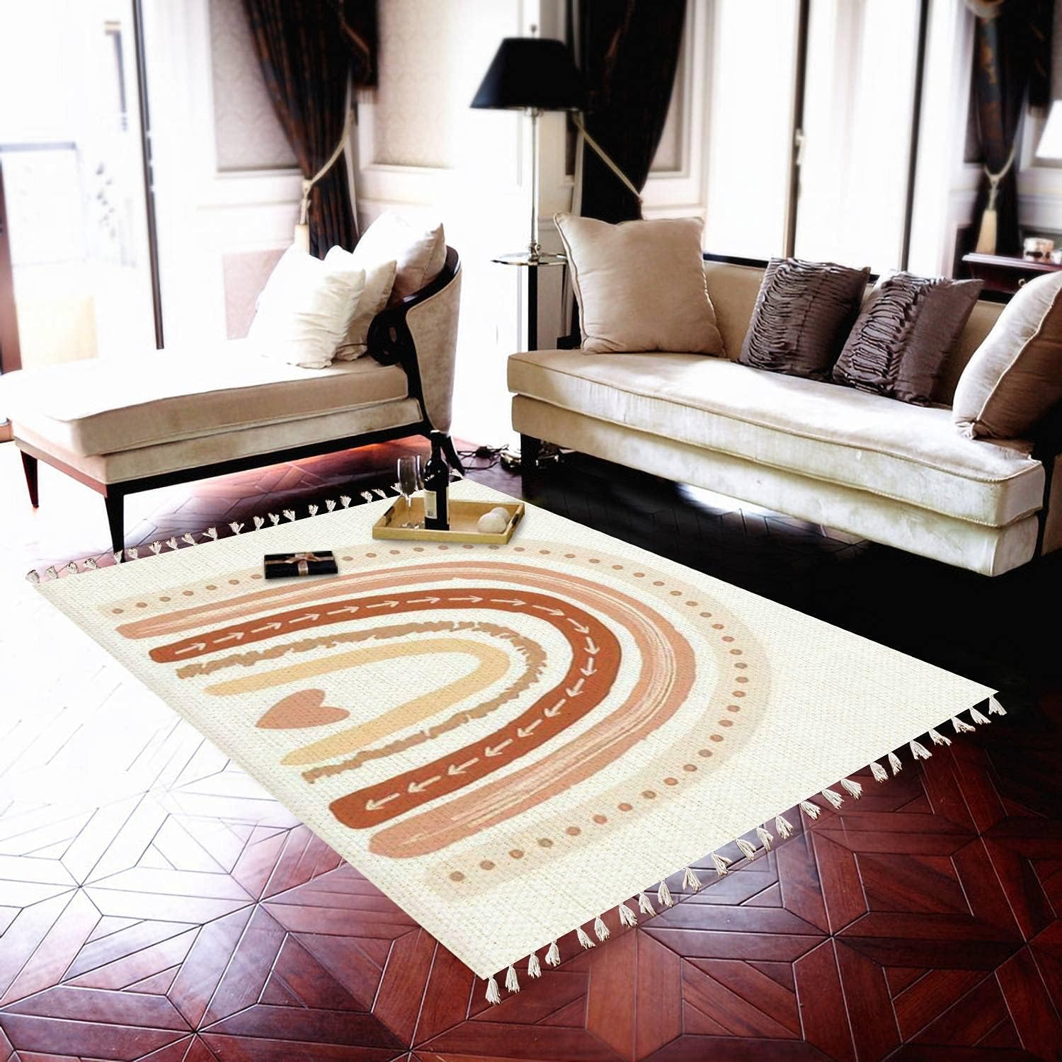 Amazon.com: JBNJANKDAV Boho Rug Scandinavian Nursery Rainbow Print for ...