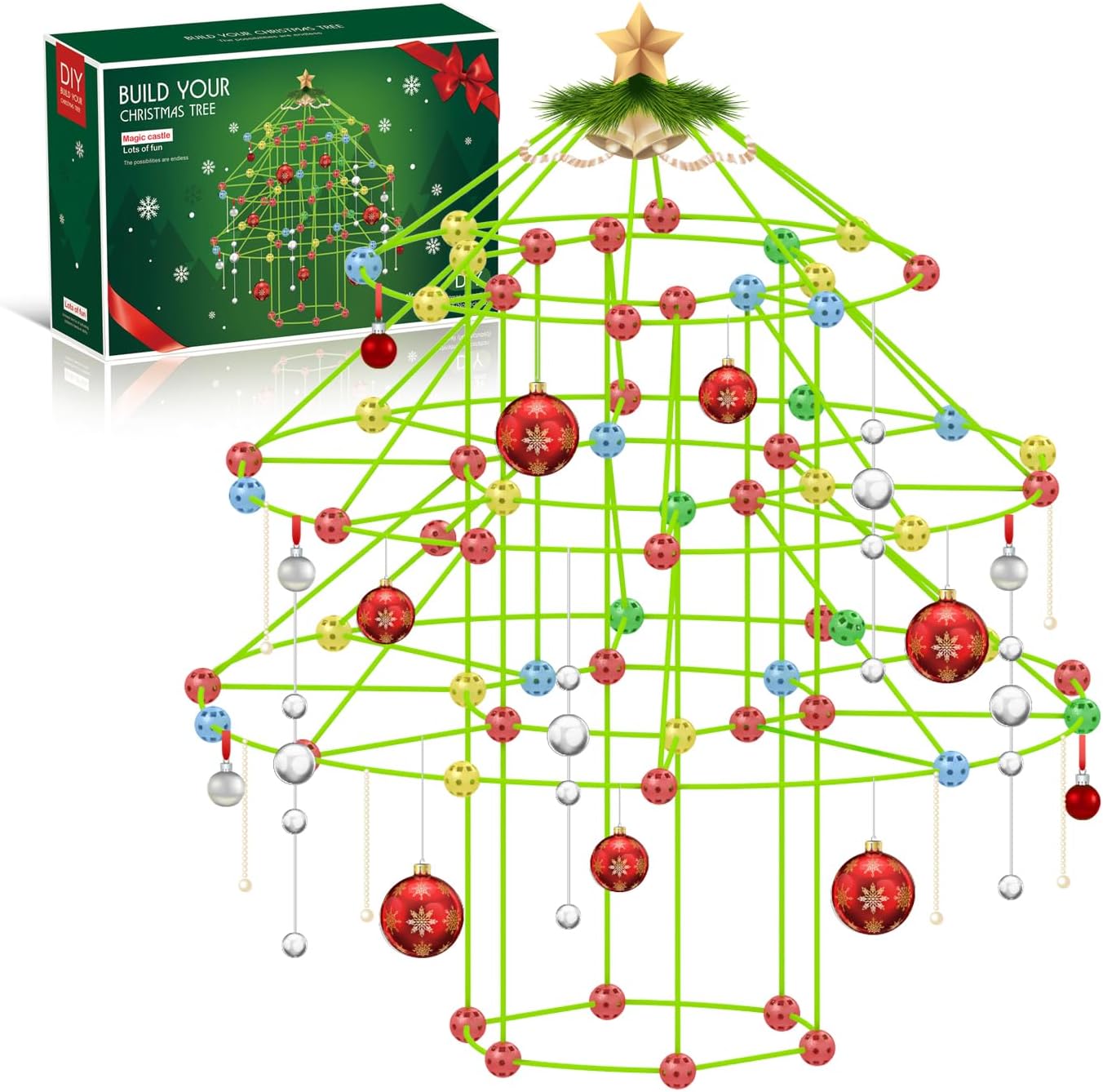 Christmas Tree Fort Building Kits for Kids 193 Pcs Construction Toys ...