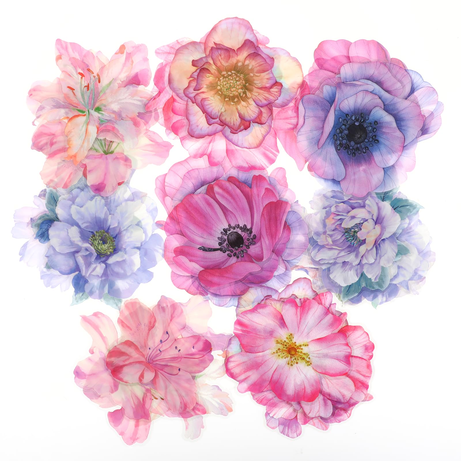 Amazon.com: 40PCS Floral Stickers,Large Flower Stickers Scrapbook ...