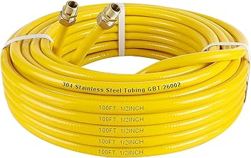 100ft 1/2'' Flexible Gas Line, CSST Corrugated Stainless Steel Tubing ...