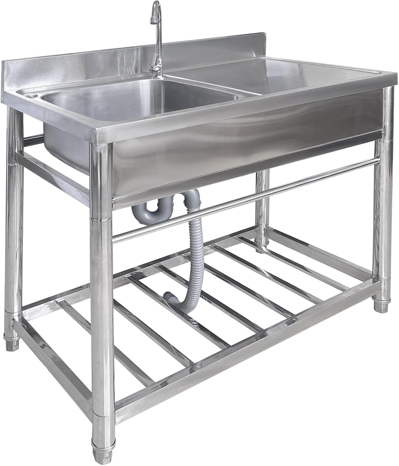Commercial Restaurant Sink 304 Stainless Steel Single Bowl Kitchen Sink ...