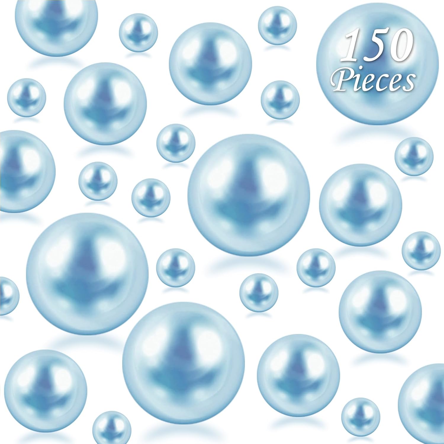 Amazon.com: Cusmation 150Pcs Light Blue Polished No Hole Pearl Beads ...