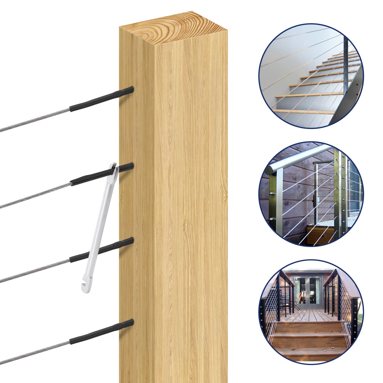 Snapklik.com : RiaYer 10 Pack T316 Stainless Steel Black Cable Railing Kit
