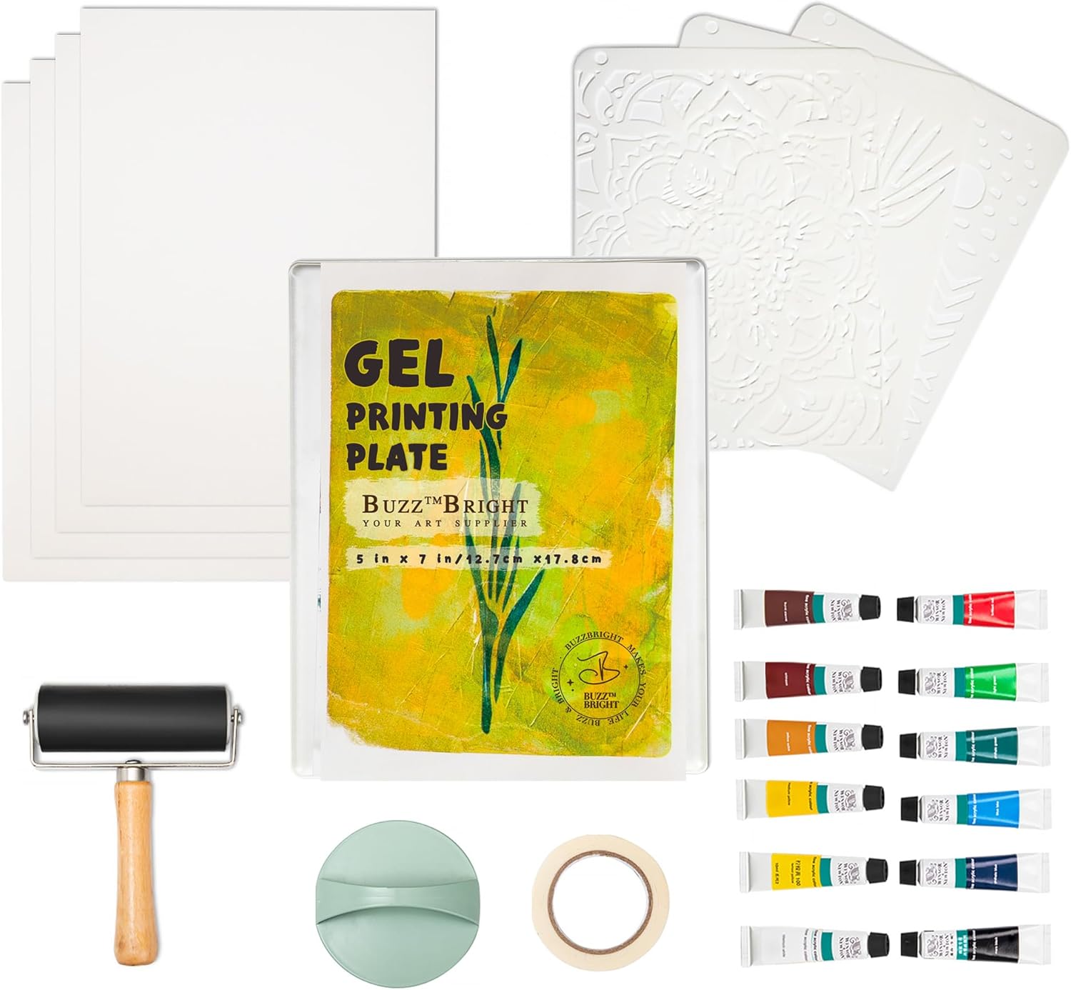 Amazon.com: BuzzBright Gel Printing Plate kit, Complete Printmaking Set ...