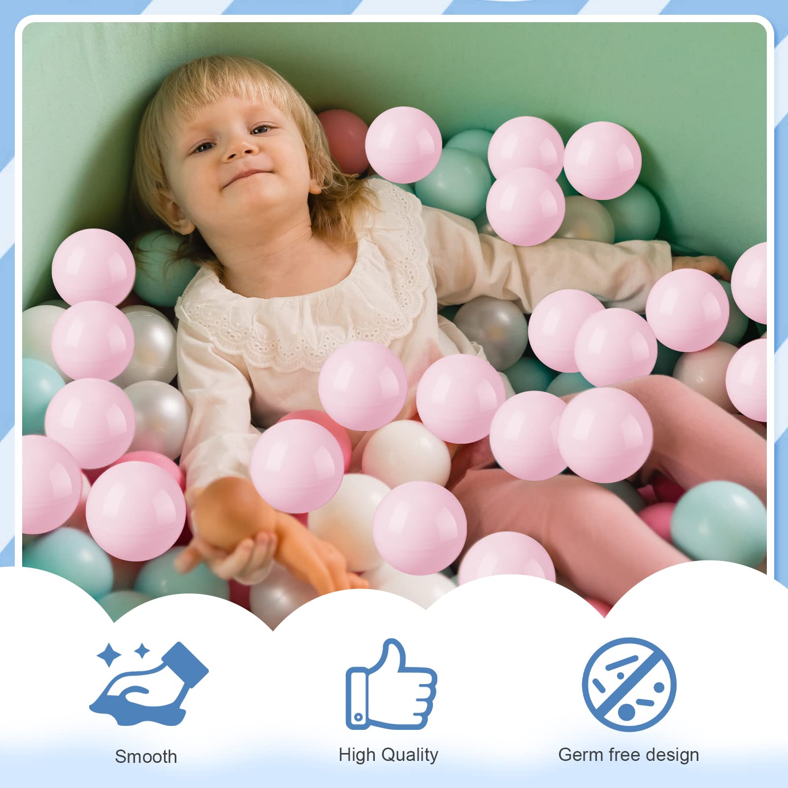 Honoson 100 Pieces Plastic Ball 2.16 Inch Crush Proof Ocean Balls Ball ...