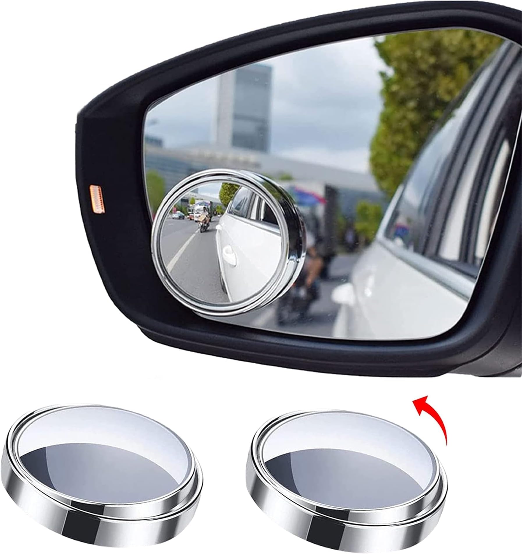 TOMATUS® Blind Spot Mirror, Round HD Glass Convex Rear View Mirror, 360 ...