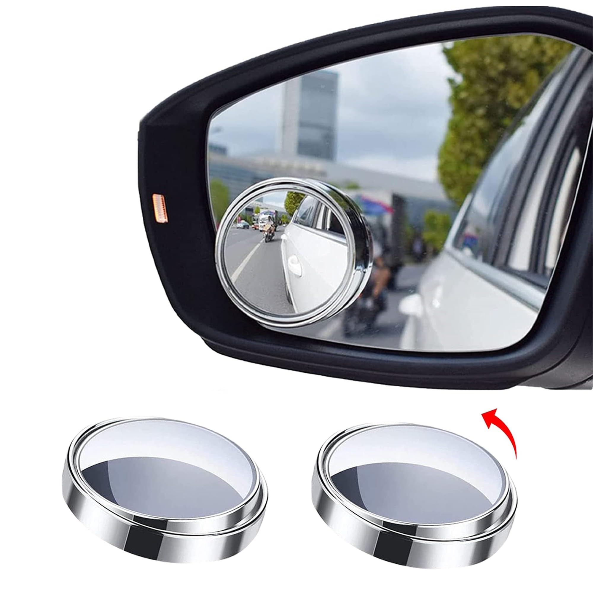 TOMATUS® Blind Spot Mirror, Round HD Glass Convex Rear View Mirror, 360 ...