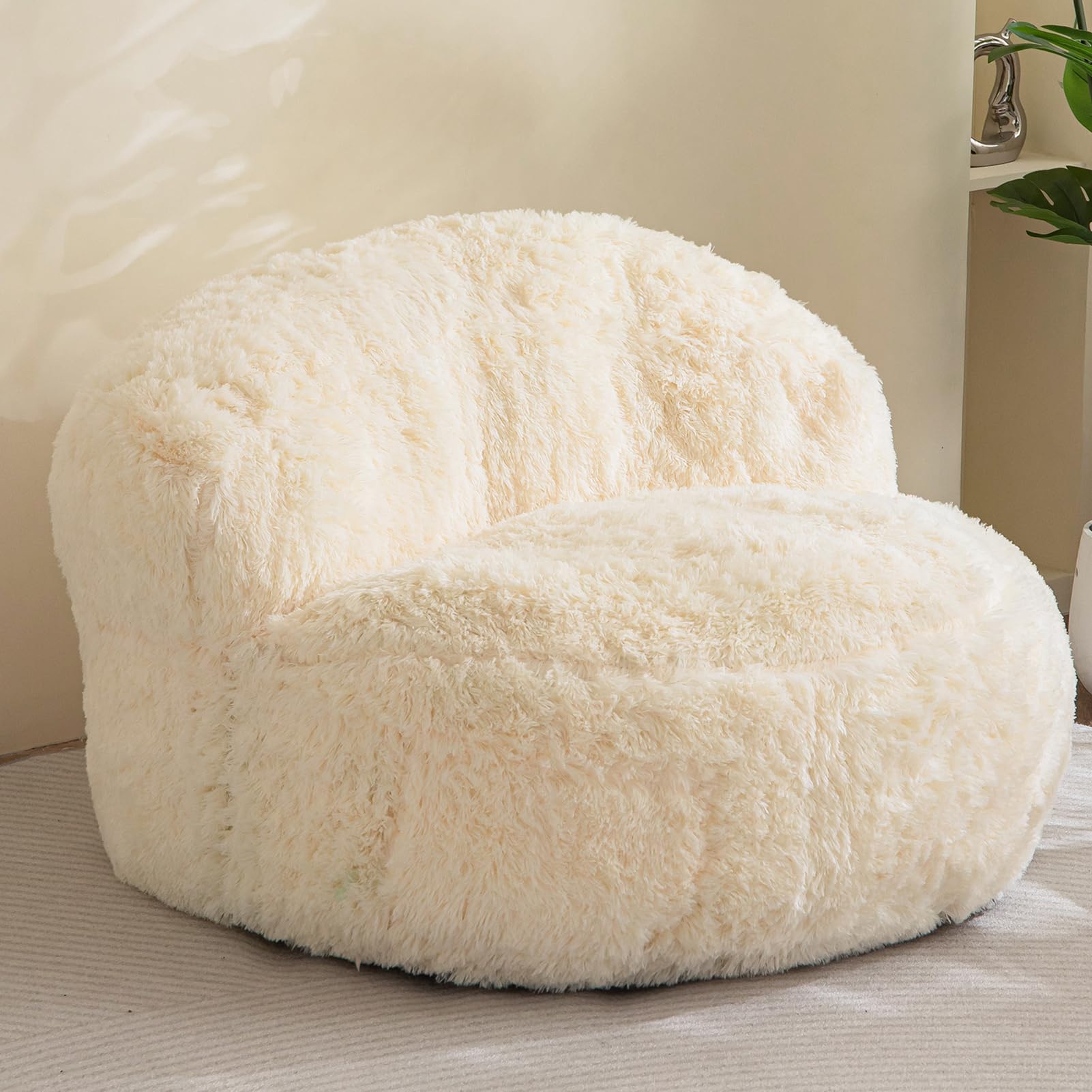 Amazon.com: BYBYME Giant Bean Bag Chair, Faux Fur Bean Bag Couch with ...