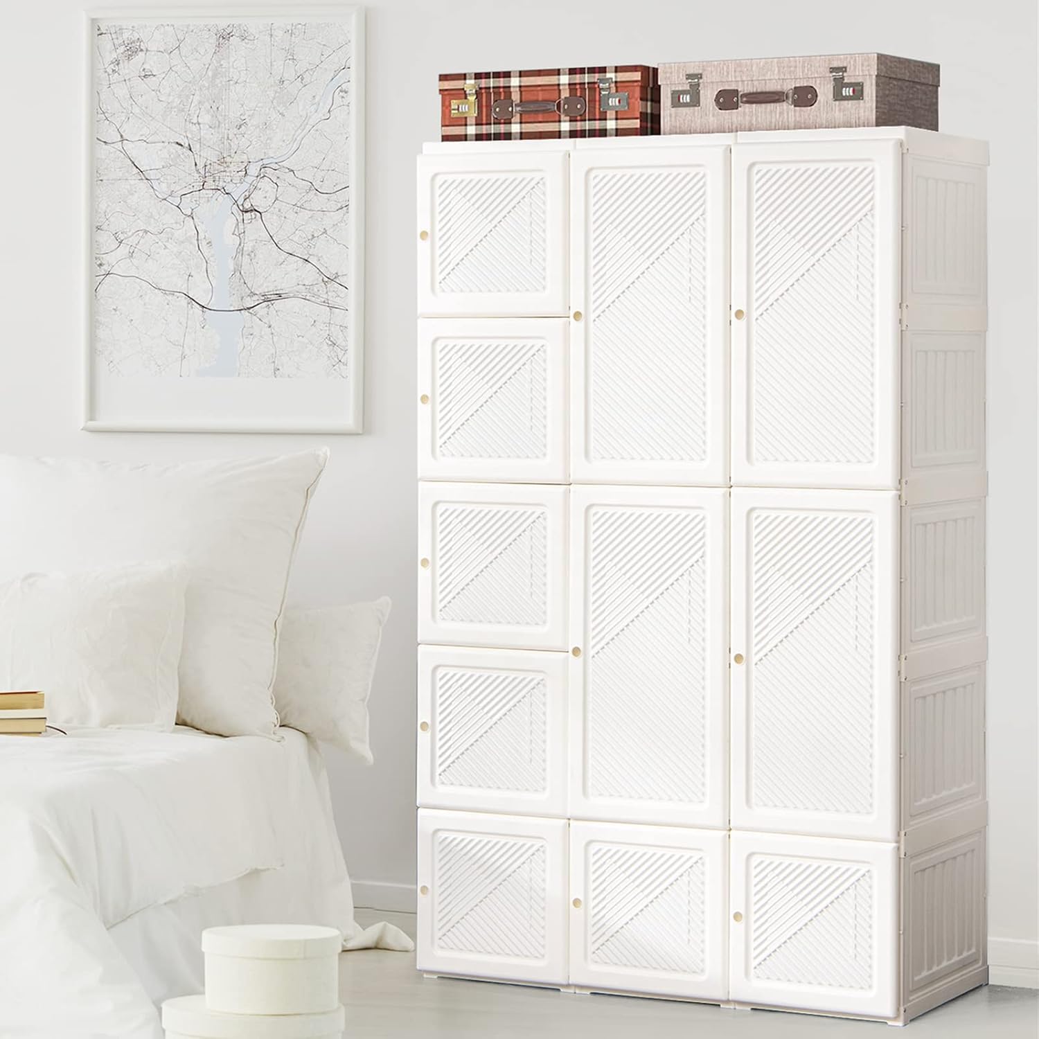 CASART Folding Closet, 8/12/15 Cubes Clothes Organiser Wardrobe ...