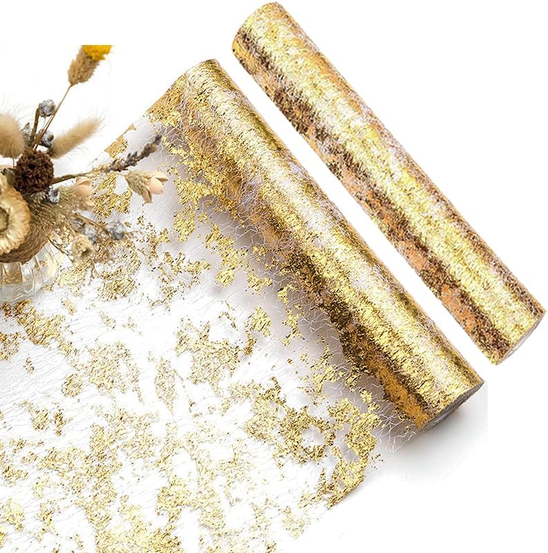 Baoswi Gold Table Runner, Glitter Metallic Gold Runners Roll Sequin ...