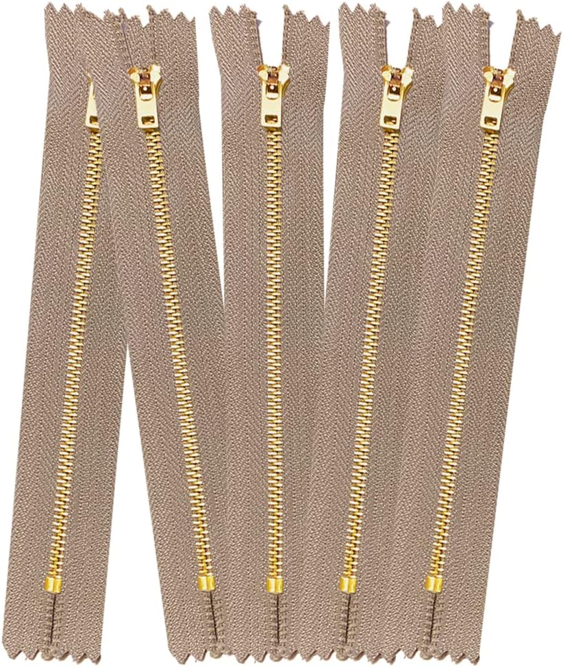 Amazon.com: 2 5 10 pcs Jeans Zippers #5 Brass Closed Bottom Metal Zippers with Locking Slider ...
