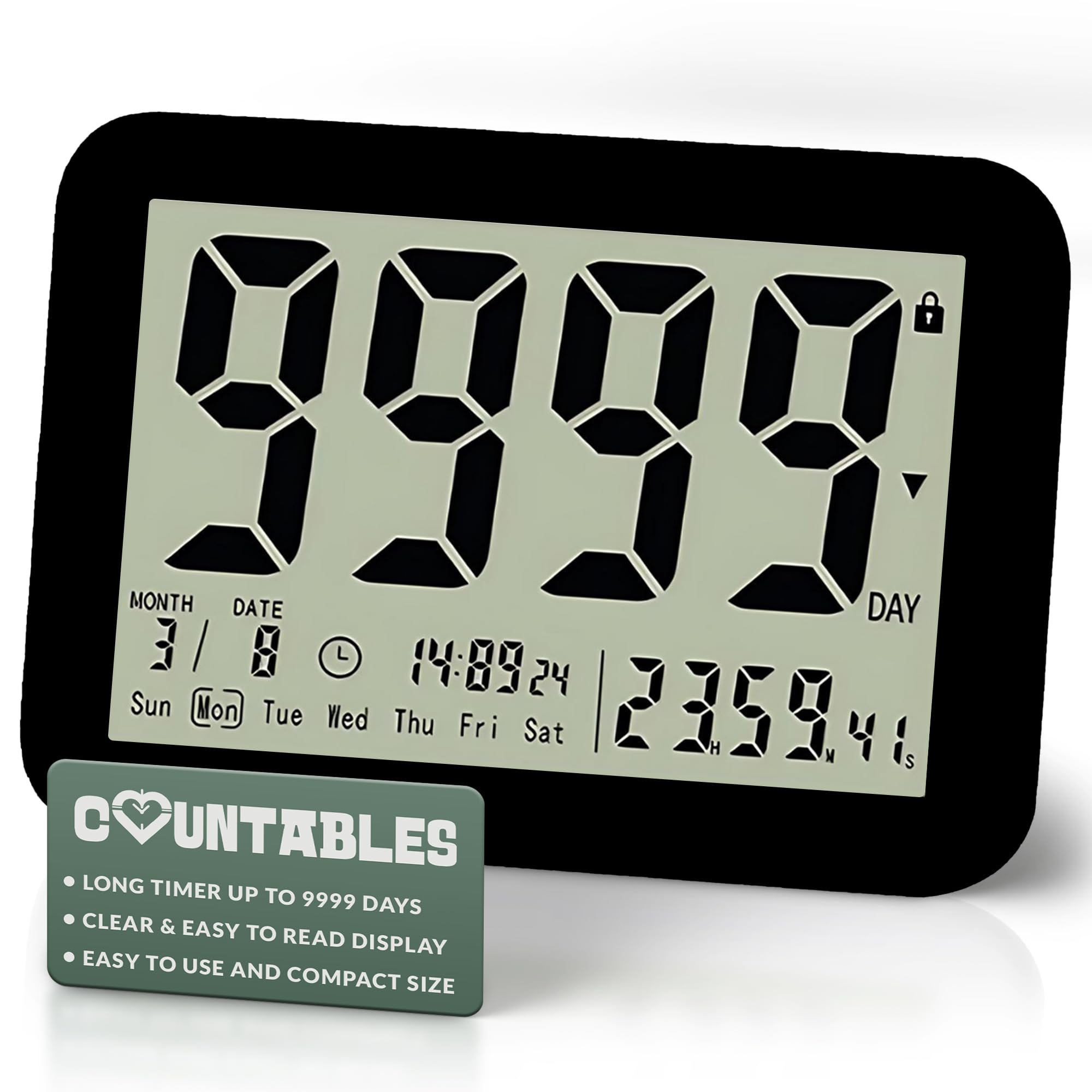 Amazon.com: Countables 9999 Days Countdown Clock - Reusable Count Down Timer - Large Display LCD ...