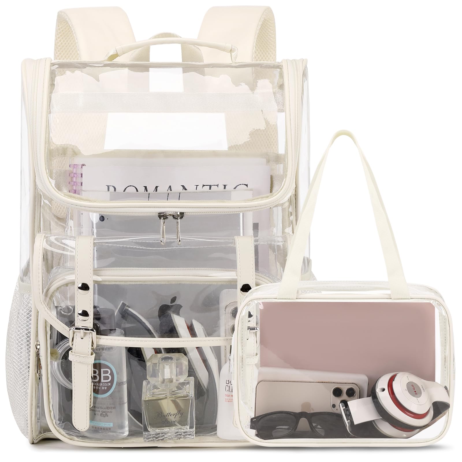 Amazon.com | DIGOBAY Clear Backpack with Clear Bag Set, Leather Clear ...