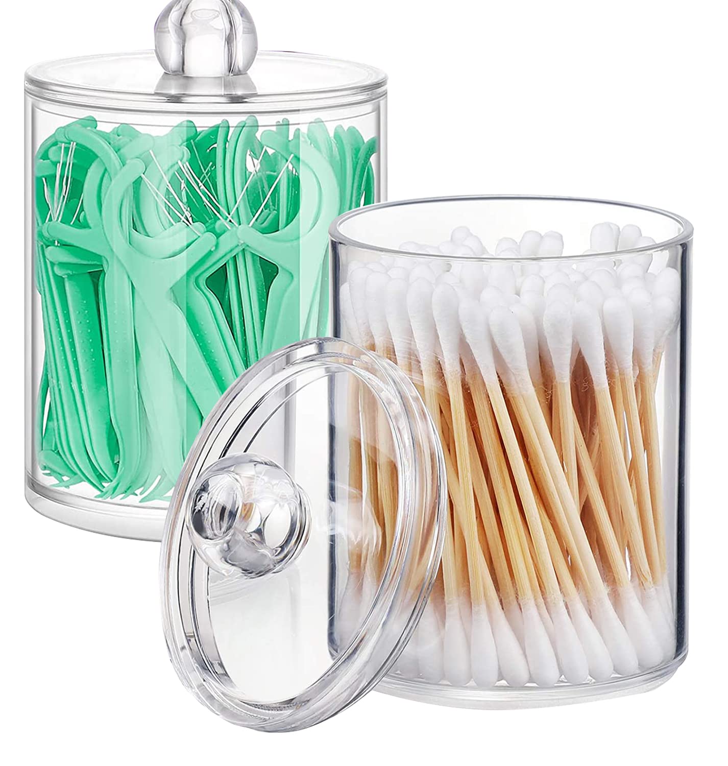 Amazon.com: Sackei 2 Pack Qtip Holder Dispenser with Lid, Clear Acrylic ...