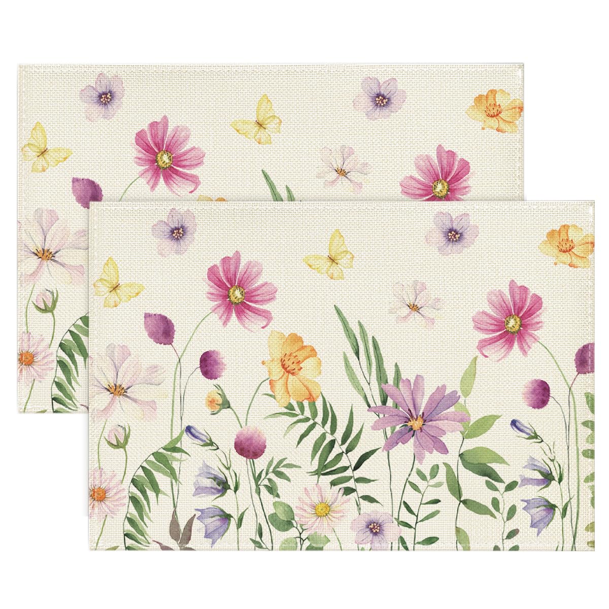 Amazon.com: Artoid Mode Floral Butterfly Spring Placemats Set of 2 ...