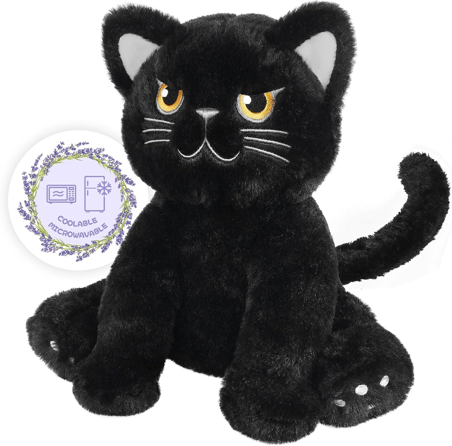SuzziPals Microwavable Grumpy Black Cat Stuffed Animals Lavender Scent ...