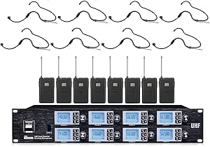 Amazon.com: 8 Channel UHF Wireless Headset Microphone System with ...