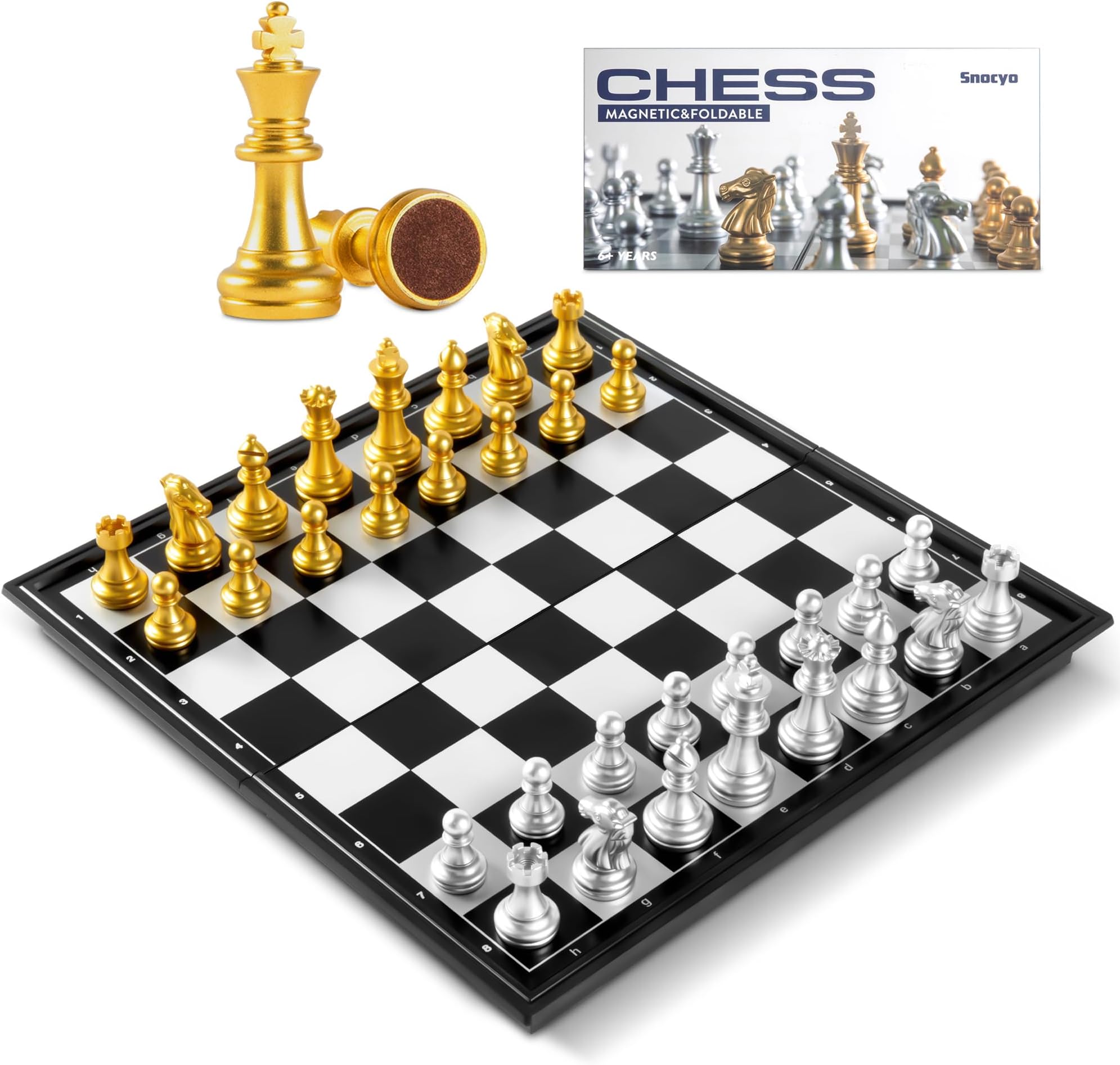 SHINE LARGE Magnetic folding chess board portable set with pieces games ...