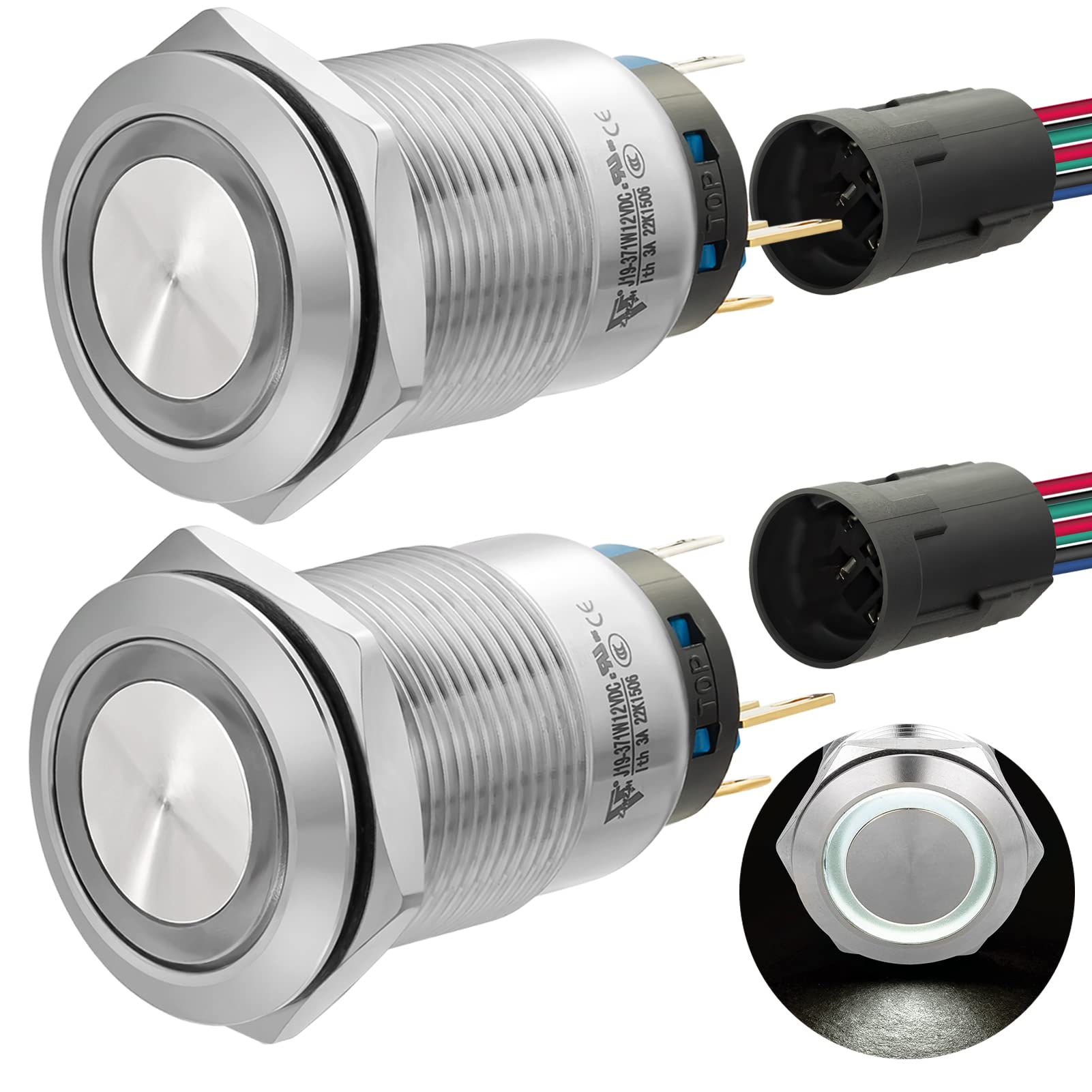 Snapklik.com : 19mm Latching Push Button Switch 3/4 24V 1NO 1NC SPDT ...