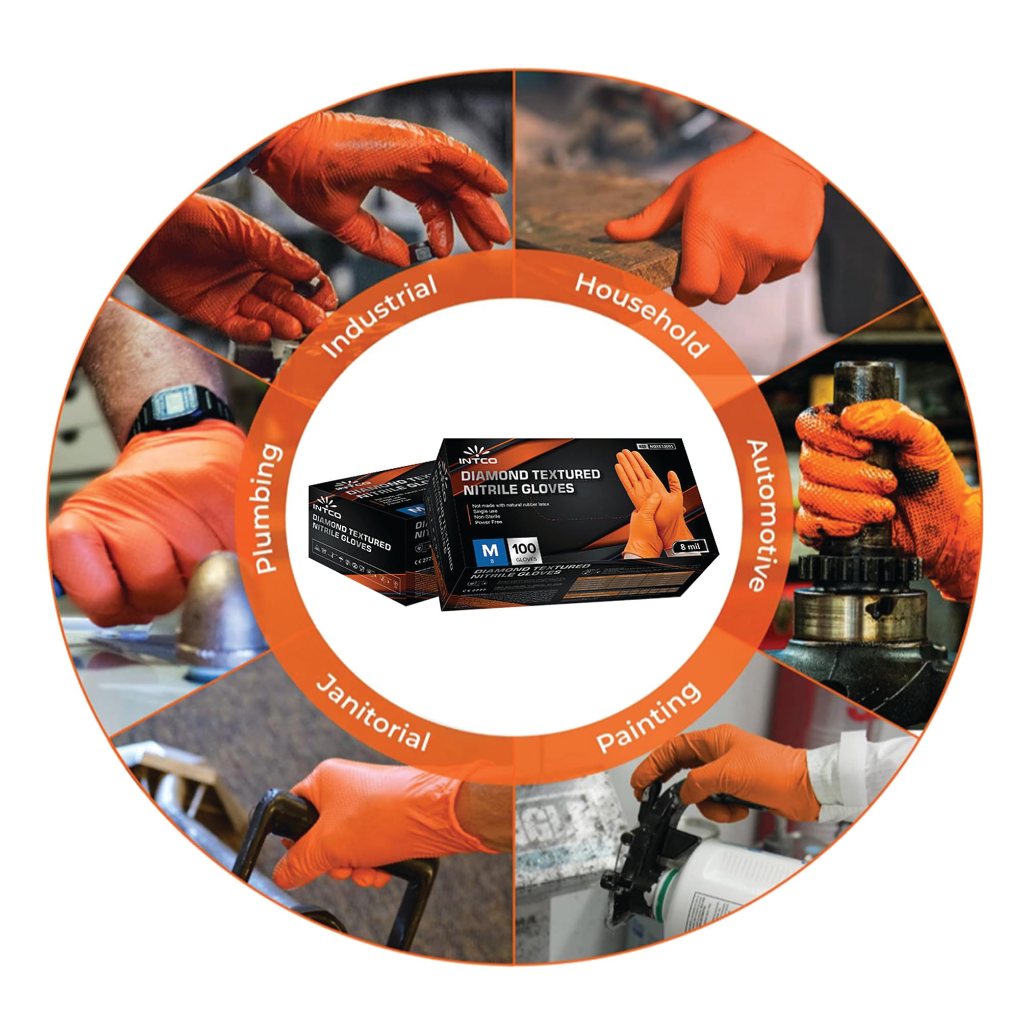 Snapklik.com : INTCO Basic Rubber Gloves Heavy Duty, Orange Nitrile ...