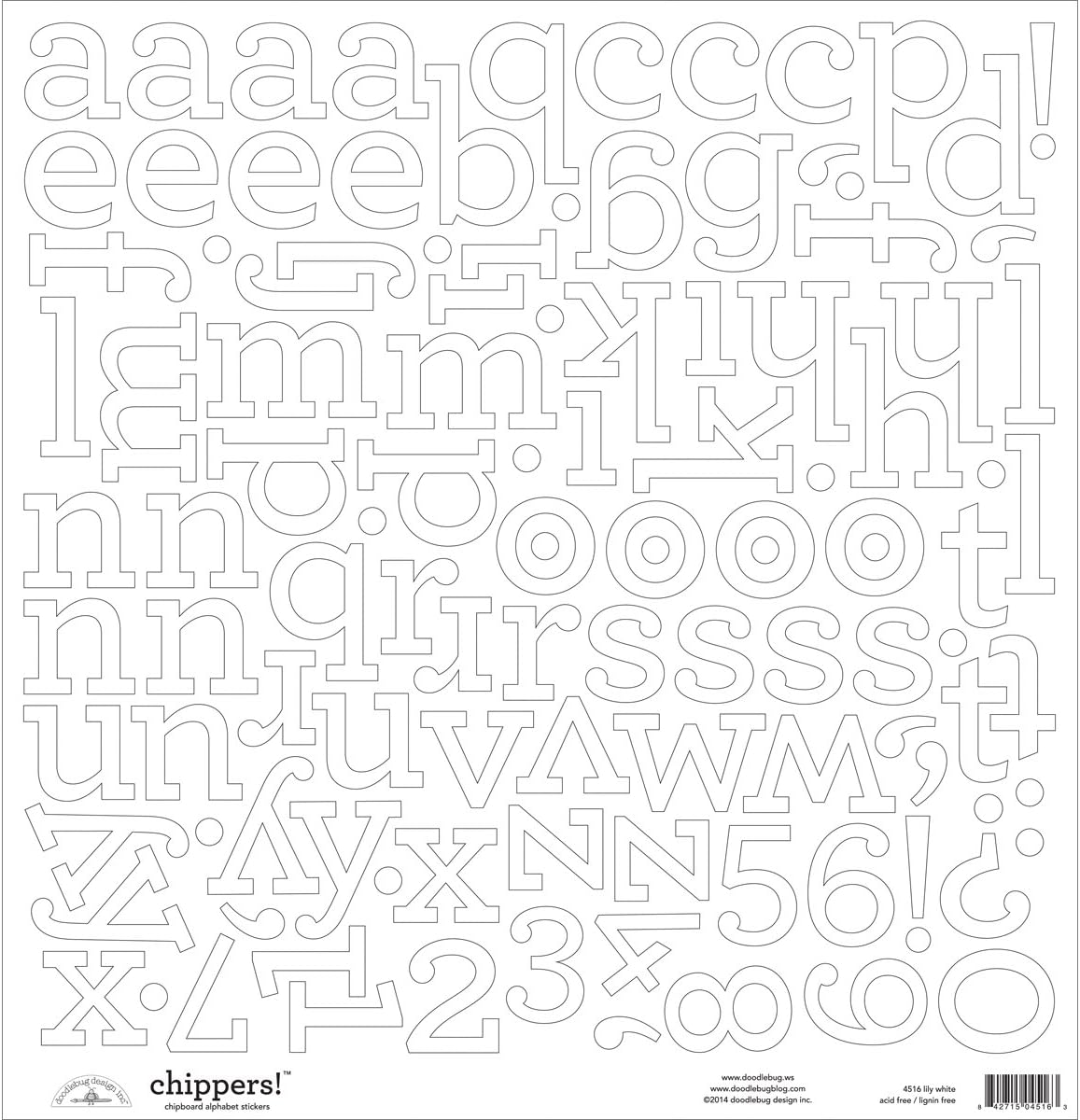 Amazon.com: Doodlebug Chippers Monochromatic Chipboard Alphabet ...